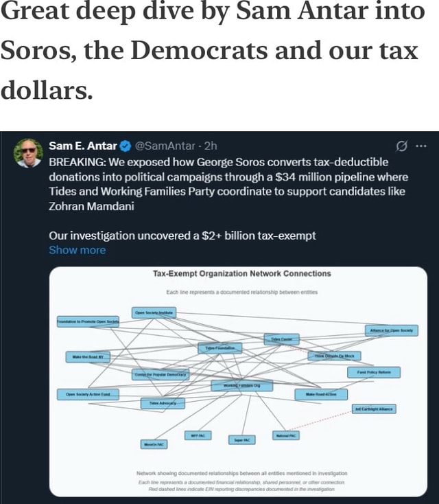 Great deep dive by Sam Antar into Soros, the Democrats and our tax ...