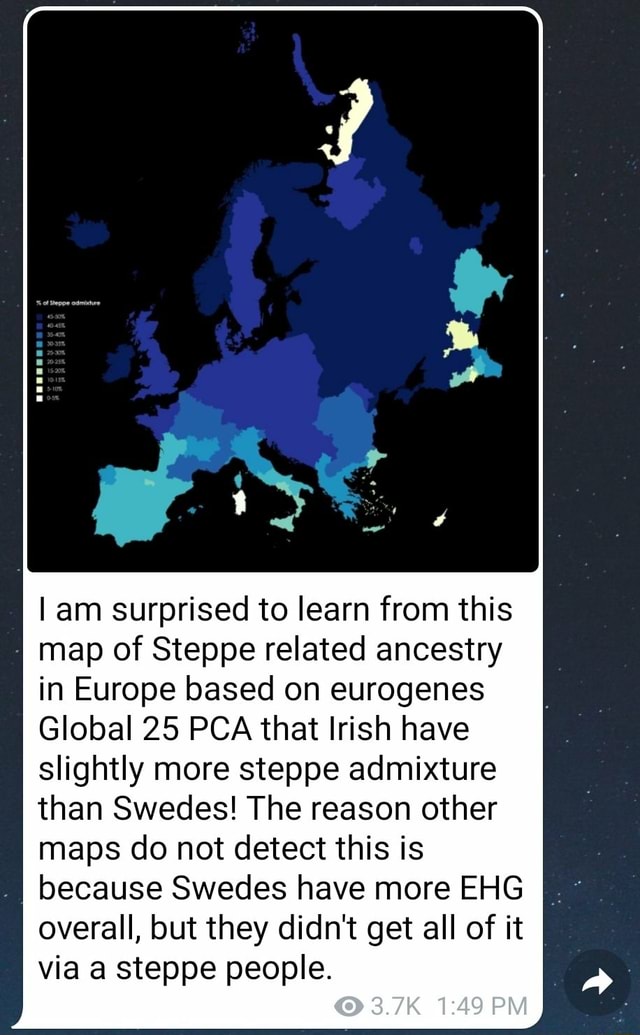 Am surprised to learn from this I map of Steppe related ancestry in ...