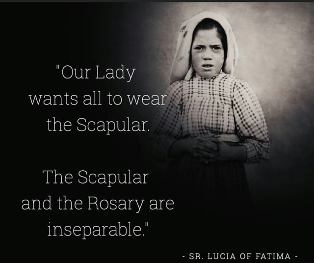'Our Lady wants all to wear the Scapular. The Scapular and the Rosary ...