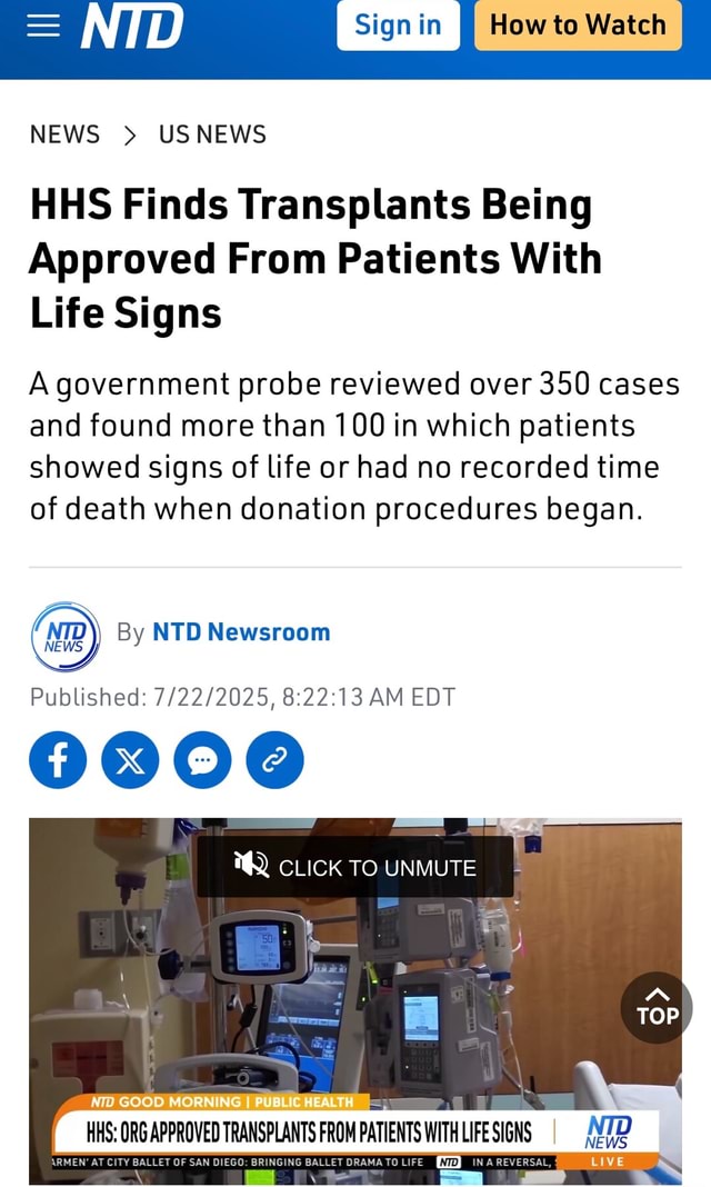 Signin How to Watch NID NEWS > USNEWS HHS Finds Transplants Being ...