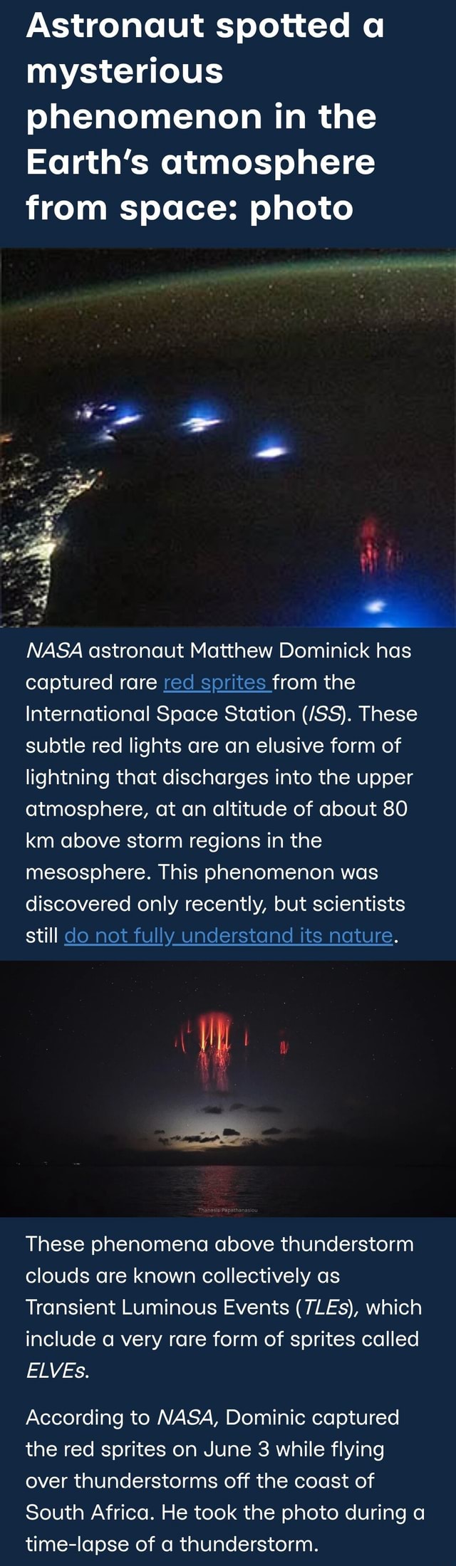 Astronaut spotted a mysterious phenomenon in the Earth's atmosphere ...