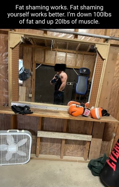 Fat shaming works. Fat shaming yourself works better. I'm down 100Ibs ...