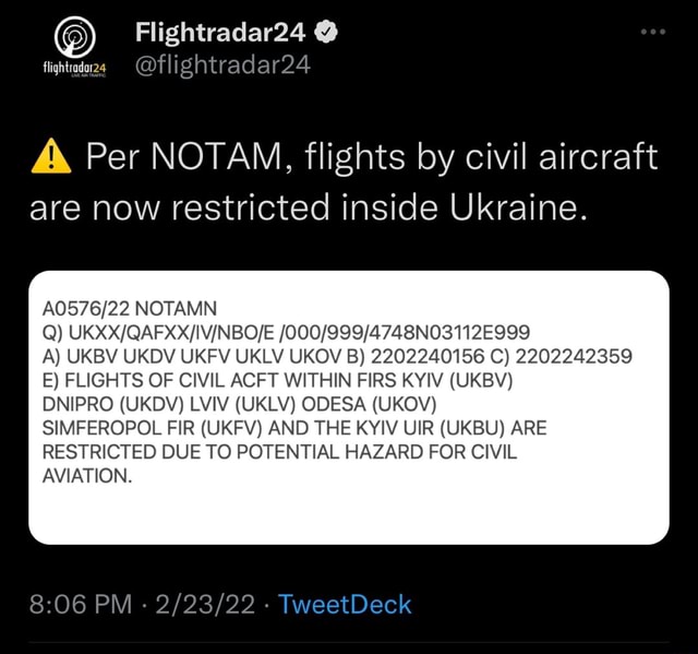 Flightradar24 flightradar24 ghtrad ar24 A Per NOTAM, flights by civil ...