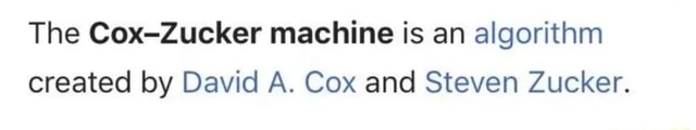 The Cox-Zucker machine is an algorithm created by David A. Cox and ...
