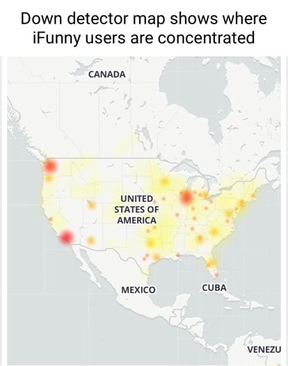 Down detector map shows where iFunny users are concentrated CANADA ...