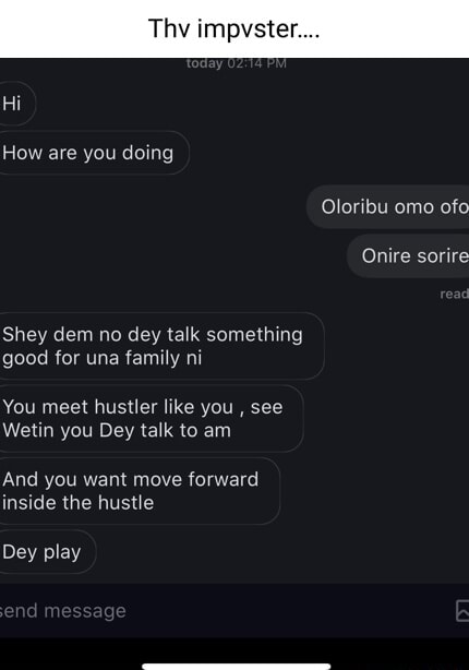 Hi How are you doing Oloribu omo ofo Onire sorire Shey dem no dey talk ...