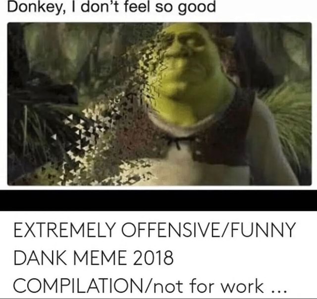 Donkey, I don't teel so good EXTREMELY DANK MEME 2018 for work - iFunny