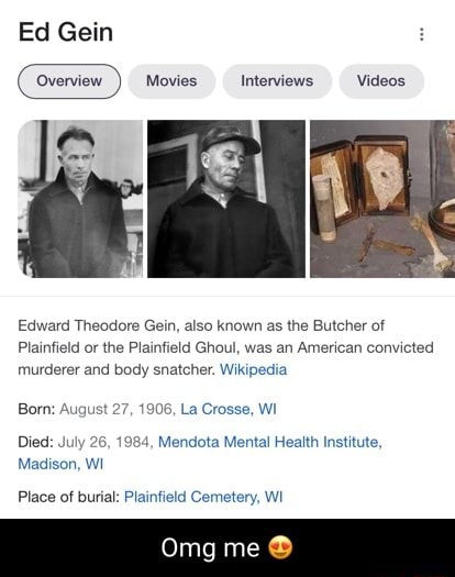 Ed Gein Movies Intevviews Videos Edward Theodore Gein, also known as ...