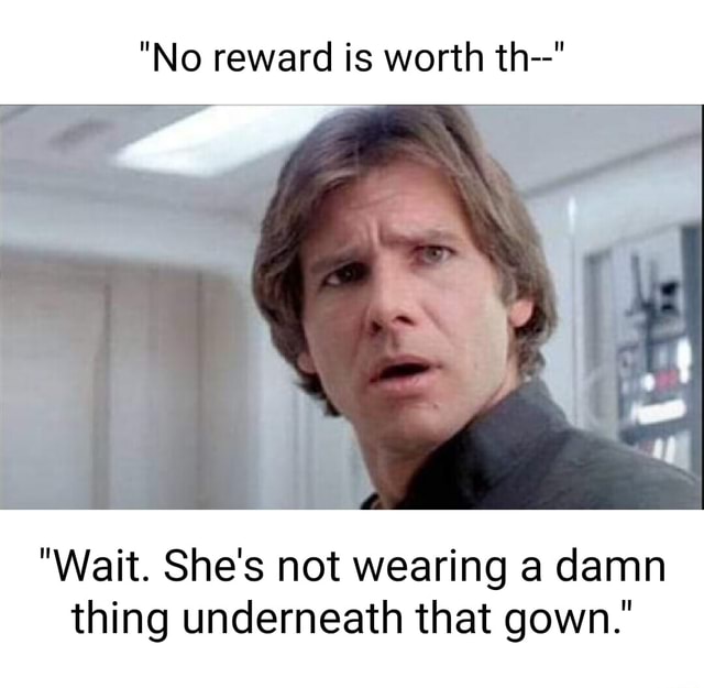 "No reward is worth th--" "Wait. She's not wearing a damn thing ...