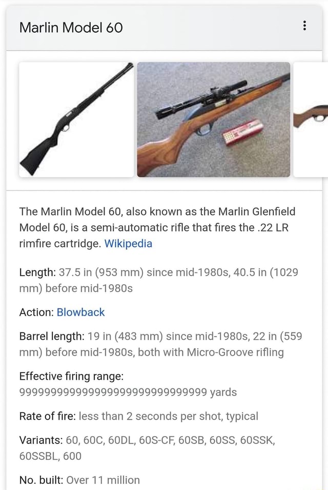 Marlin Model 60 The Marlin Model 60, also known as the Marlin Glenfield ...