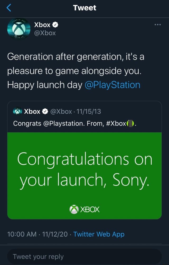 Tweet Xbox @Xbox Generation after generation, it's a pleasure to game ...