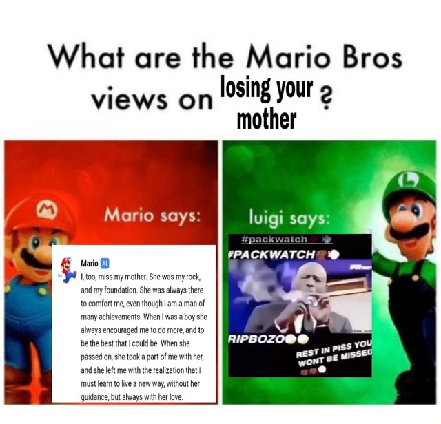 What are the Mario Bros views on losing your 2 mother luigi says # ...