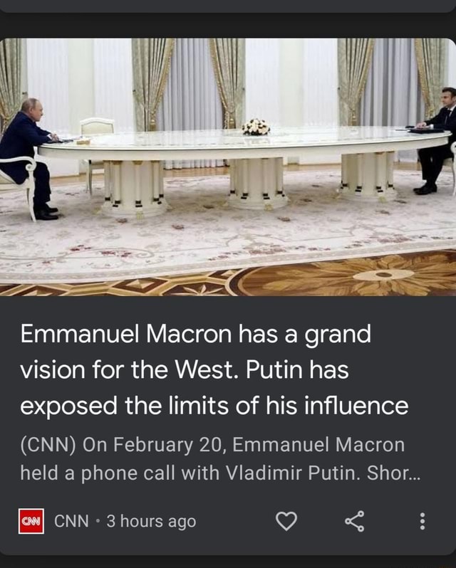 Nice table - Emmanuel Macron has a grand vision for the West. Putin has ...