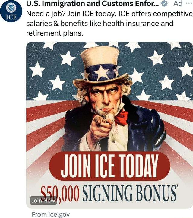U.S. Immigration and Customs Enfor... & Ad I Need a job? Join ICE today ...