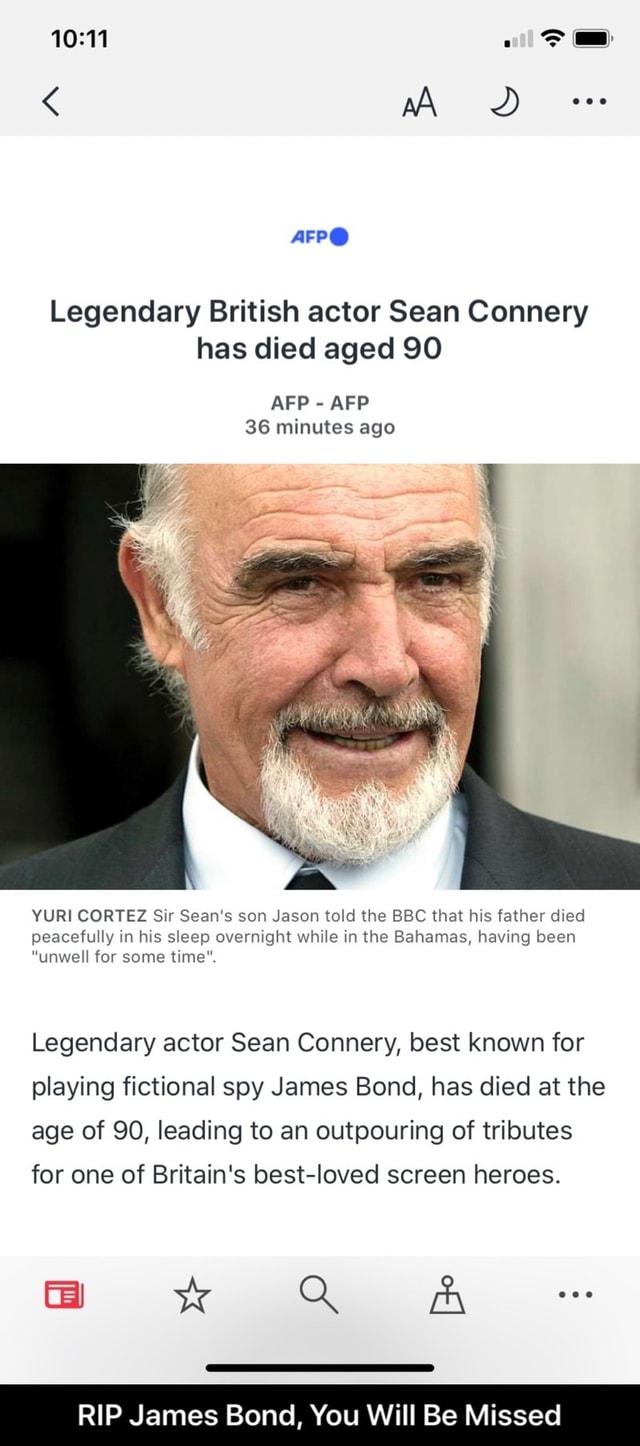 Afp Legendary British Actor Sean Connery Has Died Aged 90 Afp Afp 36