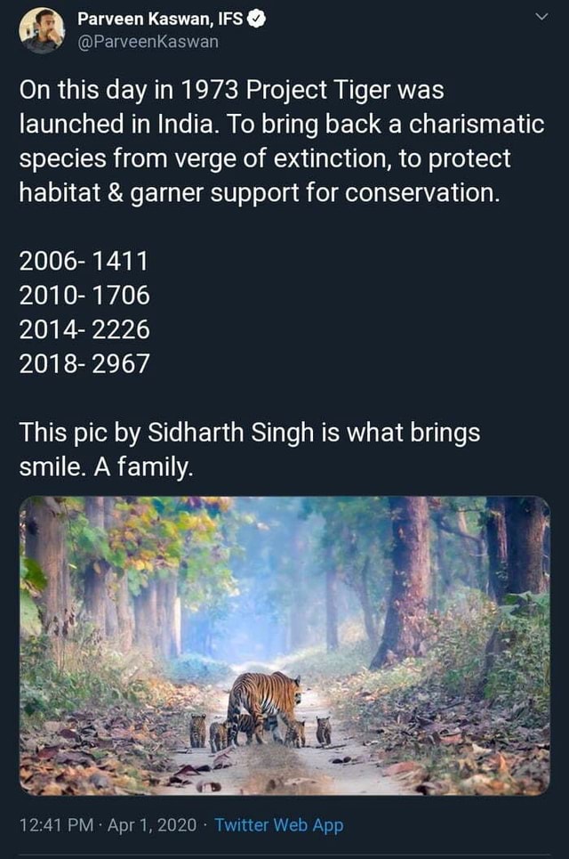 On this day in 1973 Project Tiger was launched in India. To bring back ...