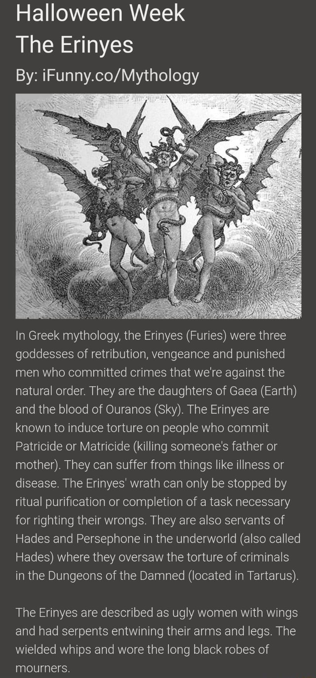 Halloween Week The Erinyes By: iFunny.co/MythoIogy n Greek mythology ...