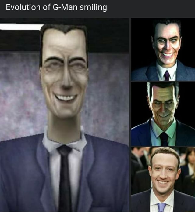 Evolution of G-Man smiling - iFunny