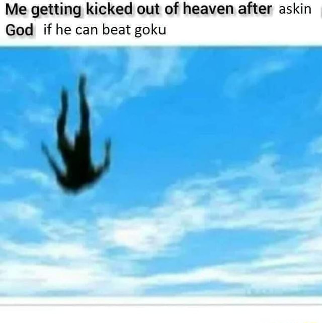 Me getting kicked out of heaven after askin God if he can beat goku ...
