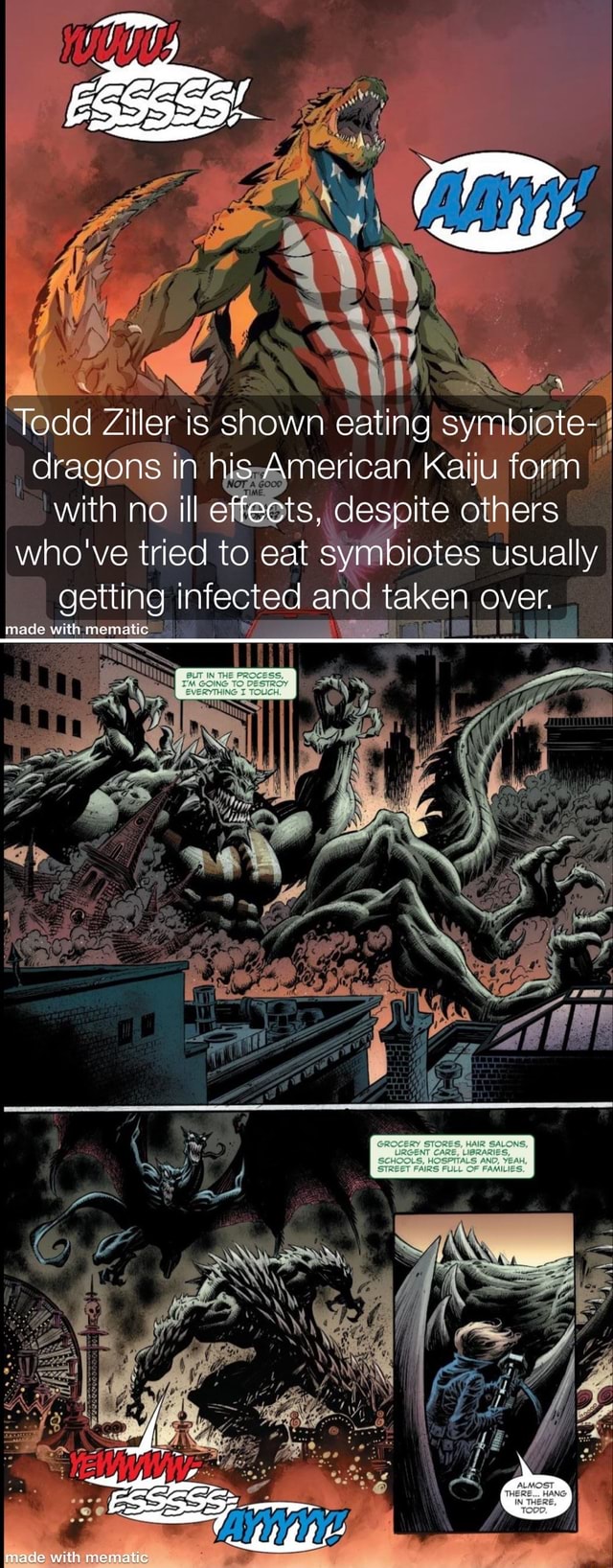 Todd Ziller is shown eating symbiote- dragons in his American Kaiju ...