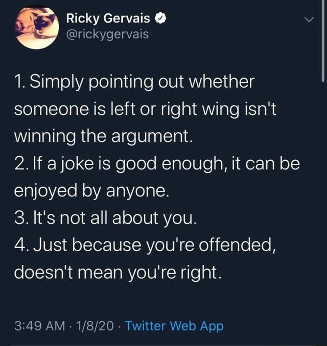 1. Simply pointing out whether someone is left or right wing isn't ...