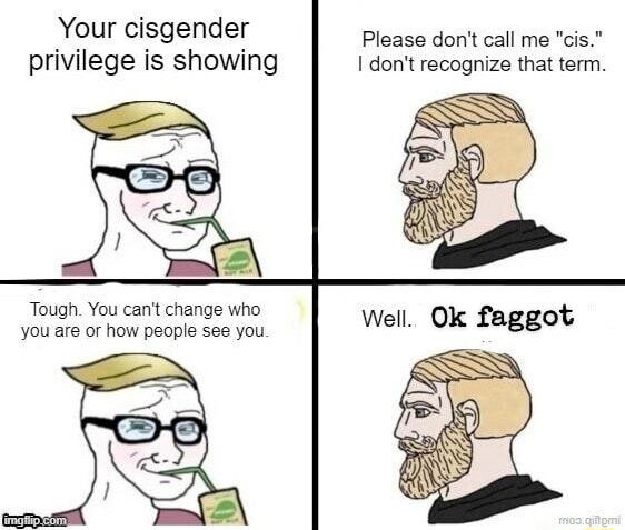 Your cisgender privilege is showing Please don't call me "cis." I don't ...