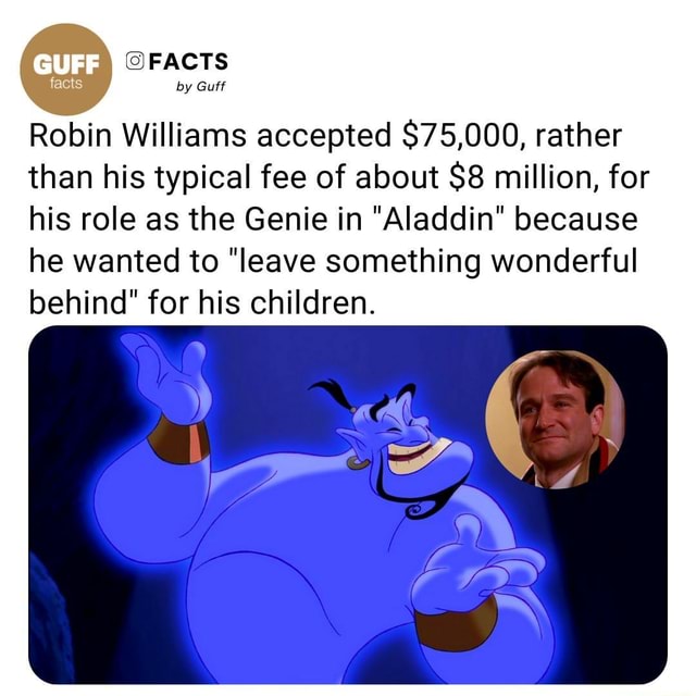 FACTS by Guff GUFF facts by Guff Robin Williams accepted $75,000 ...