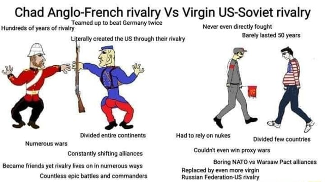 Chad Anglo-French rivalry Vs Virgin US-Soviet rivalry Teamed up to beat ...