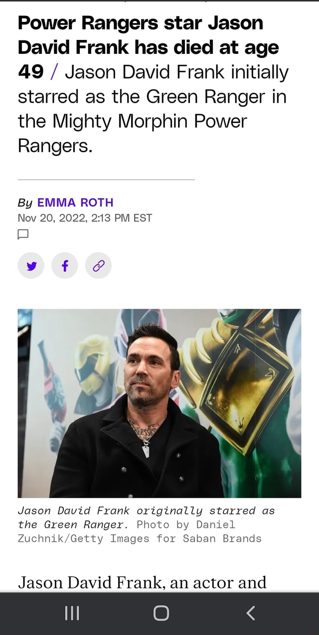 Power Rangers star Jason David Frank has died at age 49 / Jason David ...