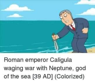 Roman emperor Caligula waging war with Neptune, god AR, - America’s ...