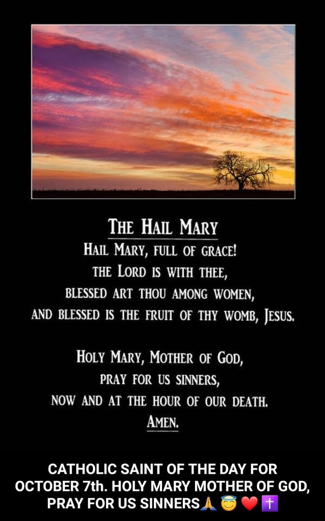 THE HAIL MARY HAIL MARY, FULL OF GRACE! THE LORD IS WITH THEE, BLESSED ...