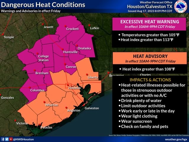 Dangerous Heat Conditions Warnings and Advisories in effect Friday ...