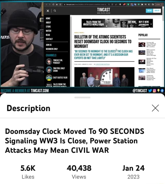 Amazon * BULLETIN OF THE ATOMIC SCIENTISTS RESET DOOMSDAY CLOCK 90 ...