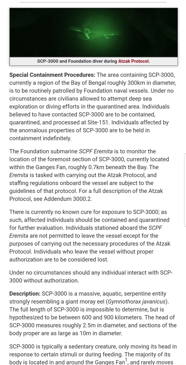 SCP-3000 and Foundation diver during Atzak Protocol. Special ...