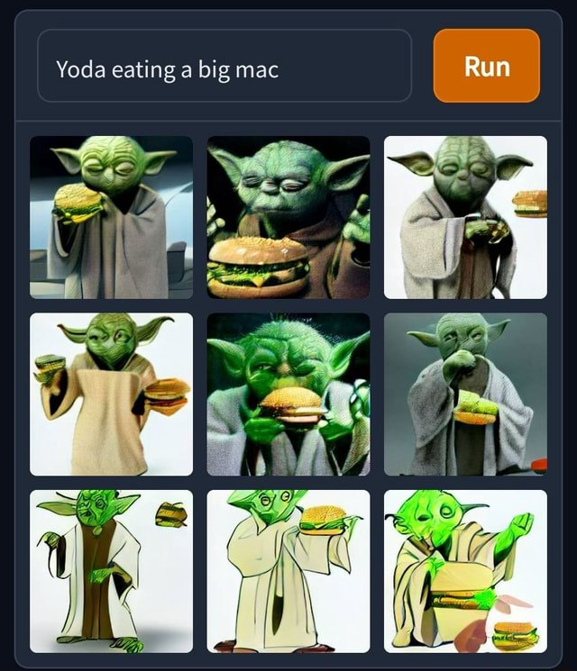 Yoda eating a big mac Run - iFunny