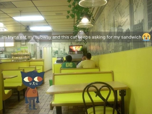 \ a im tryna eat my subway and this cal keeps asking for my sandwich ...