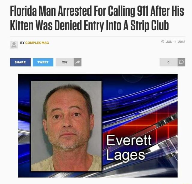 Florida Man Arrested Fur Calling 911 After His Kitten Was Denied Entry ...