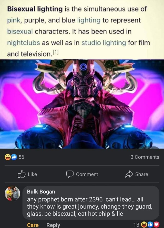 Bisexual lighting is the simultaneous use of pink, purple, and blue ...