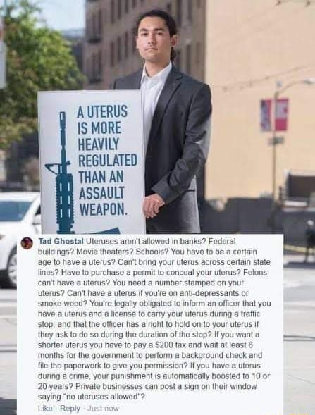 A UTERUS IS MORE HEAVILY REGULATED THAN AN ASSAULT WEAPON. Tad Ghostal ...