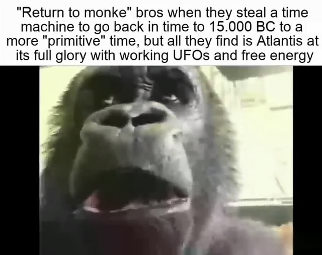 "Return to monke" bros when they steal a time machine to go back in ...