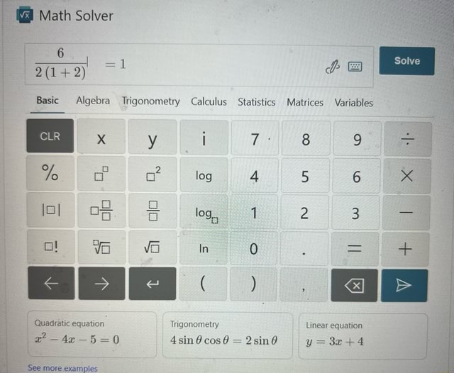 Math Solver 2042) =1 Basic Algebra Trigonometry Calculus Statistics ...