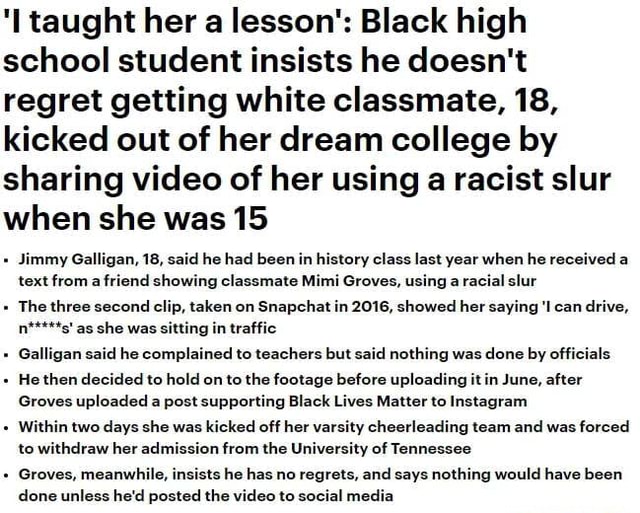 Taught her a lesson': Black high school student insists he doesn't ...