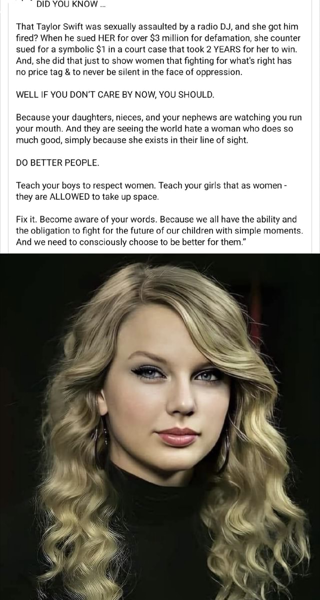 Did You Know That Taylor Swift Was Sexually Assaulted By A Radio Dj