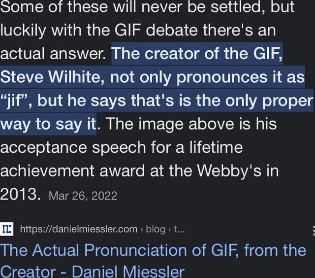 Some of these will never be settled, but luckily with the GIF debate ...