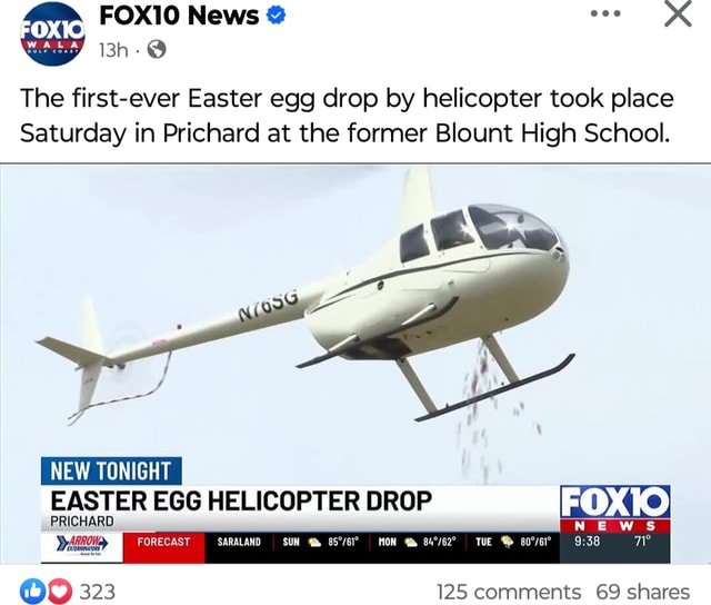 News The first-ever Easter egg drop by helicopter took place Saturday in Prichard at the former ...