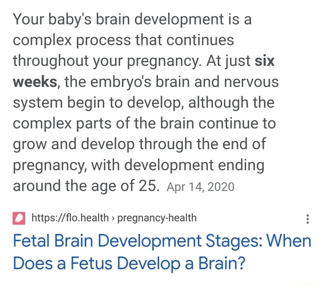 Your baby's brain development is a complex process that continues ...