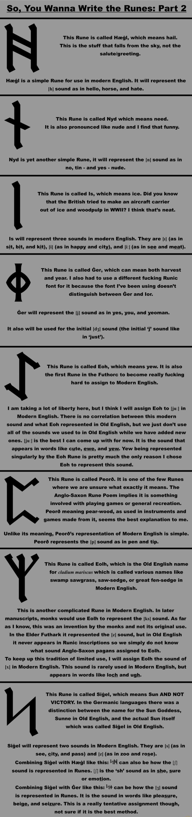 So, You Wanna Write the Runes: Part 2 This Rune is called Haegl, which ...