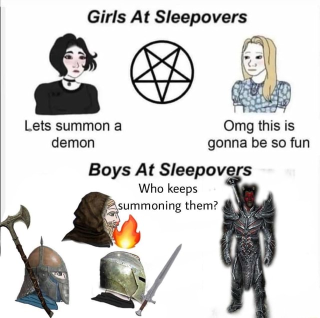 Girls At Sleepovers Lets summon a Omg this is demon gonna be so fun ...