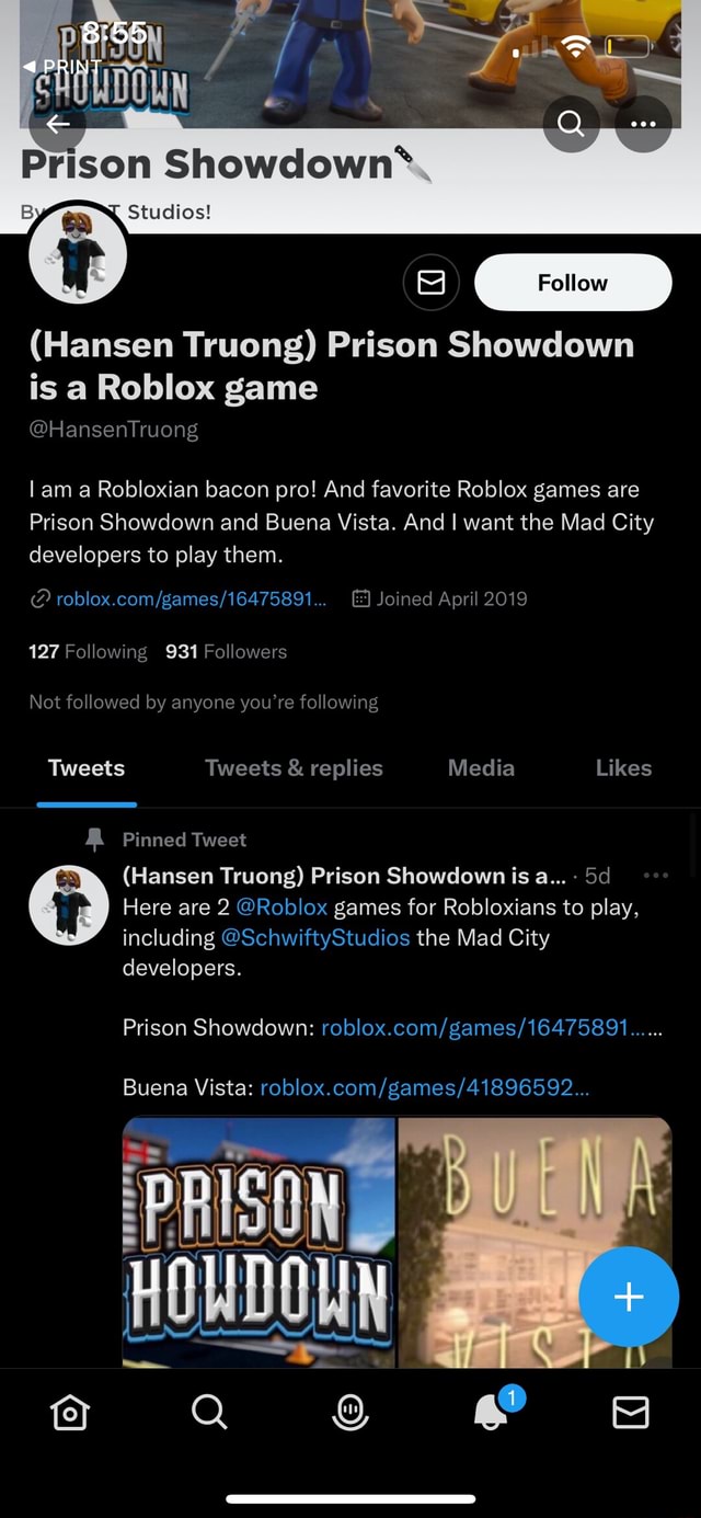 PRINT Prison Studios! (Hansen Truong) Prison Showdown is a Roblox game ...