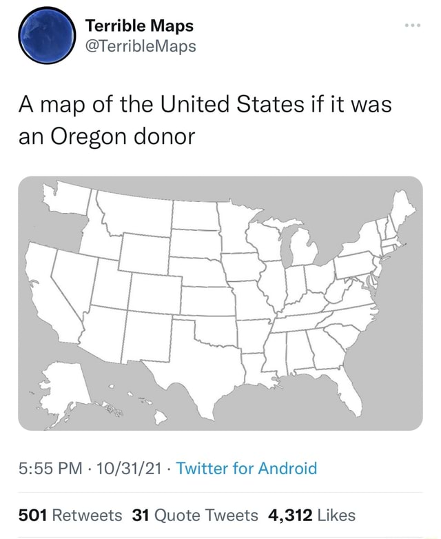 Terrible Maps \ @TerribleMaps A map of the United States if it was an ...